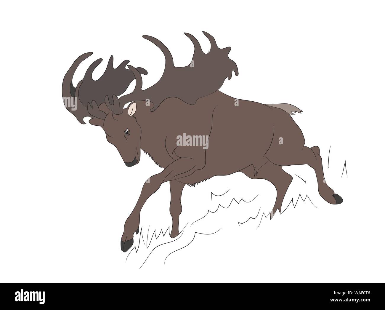 vector illustration of a deer that runs, vector, white background Stock ...