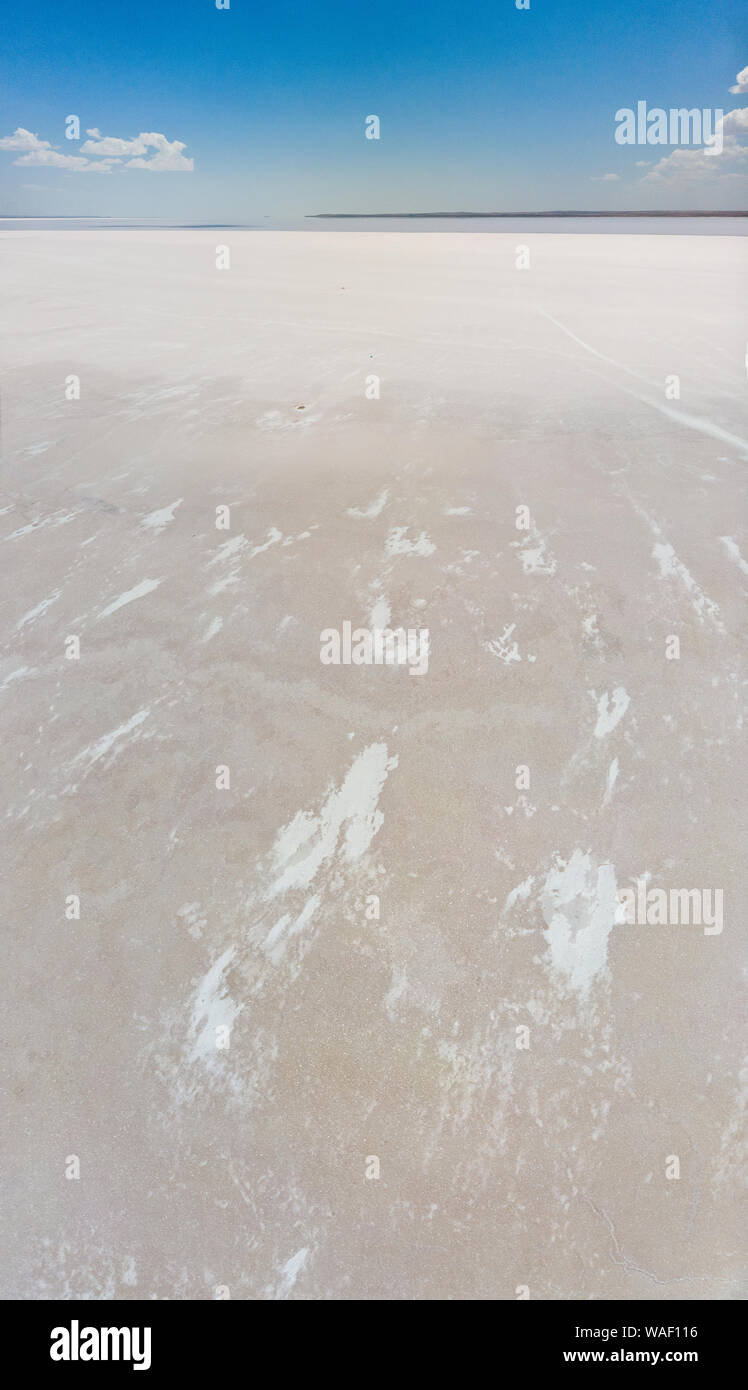 Aerial view of Lake Tuz, Tuz Golu. Salt Lake. White salt water. It is ...