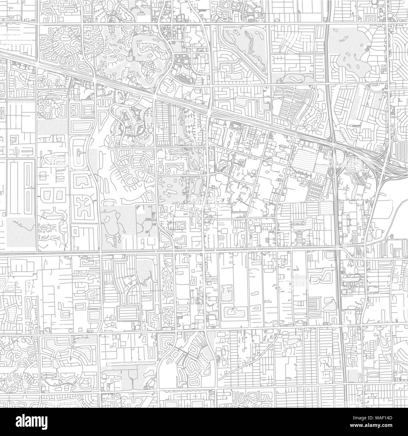 Davie, Florida, USA, bright outlined vector map with bigger and minor ...