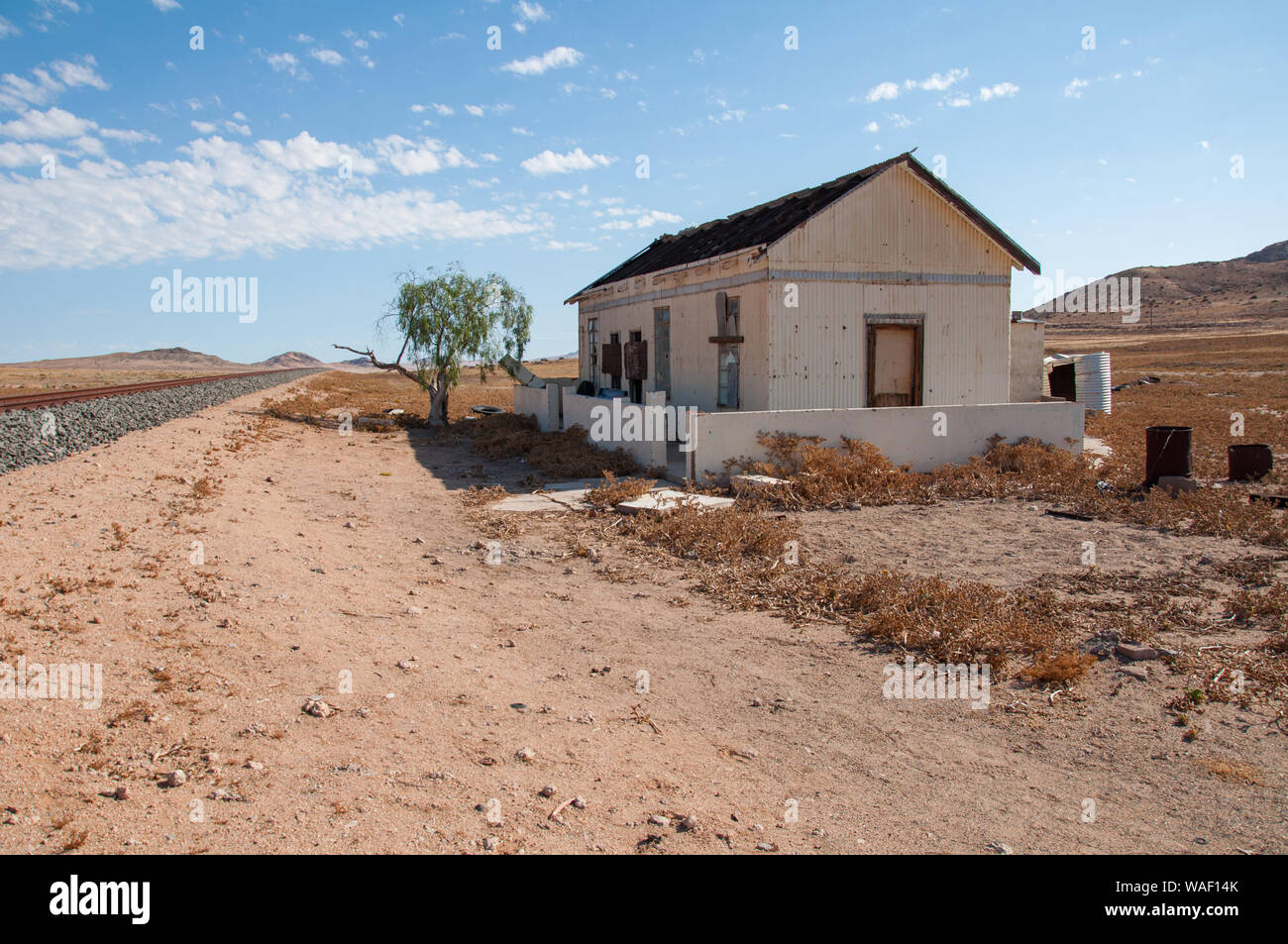 The disused station house at Haalenberg on the Trans-Namib rail line ...