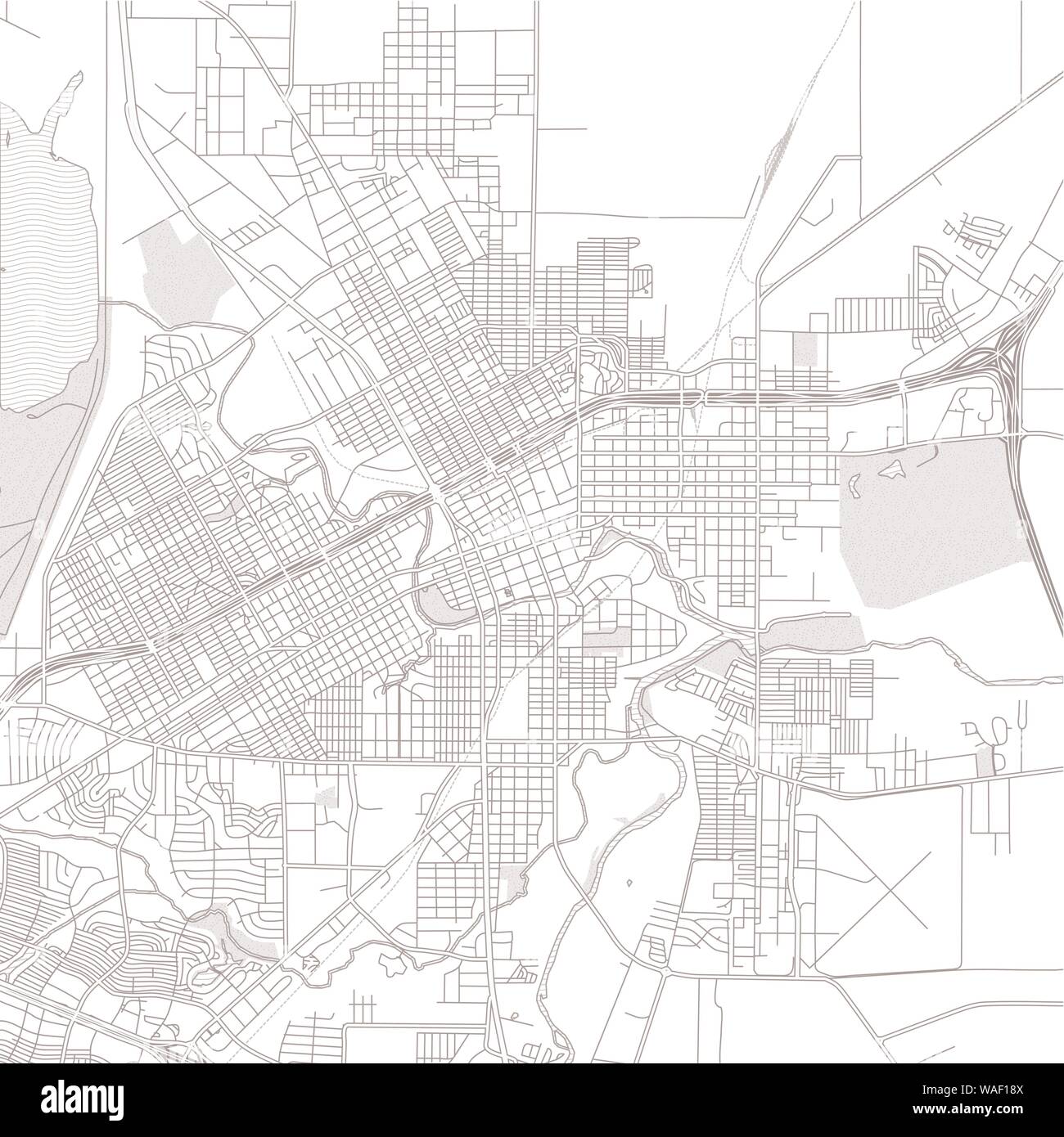 San Angelo, Texas, USA, bright outlined vector map with bigger and ...