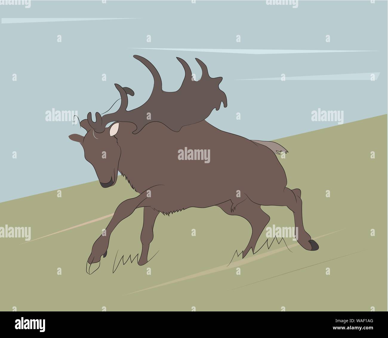 a strong deer running in the mountains, vector Stock Vector Image & Art ...
