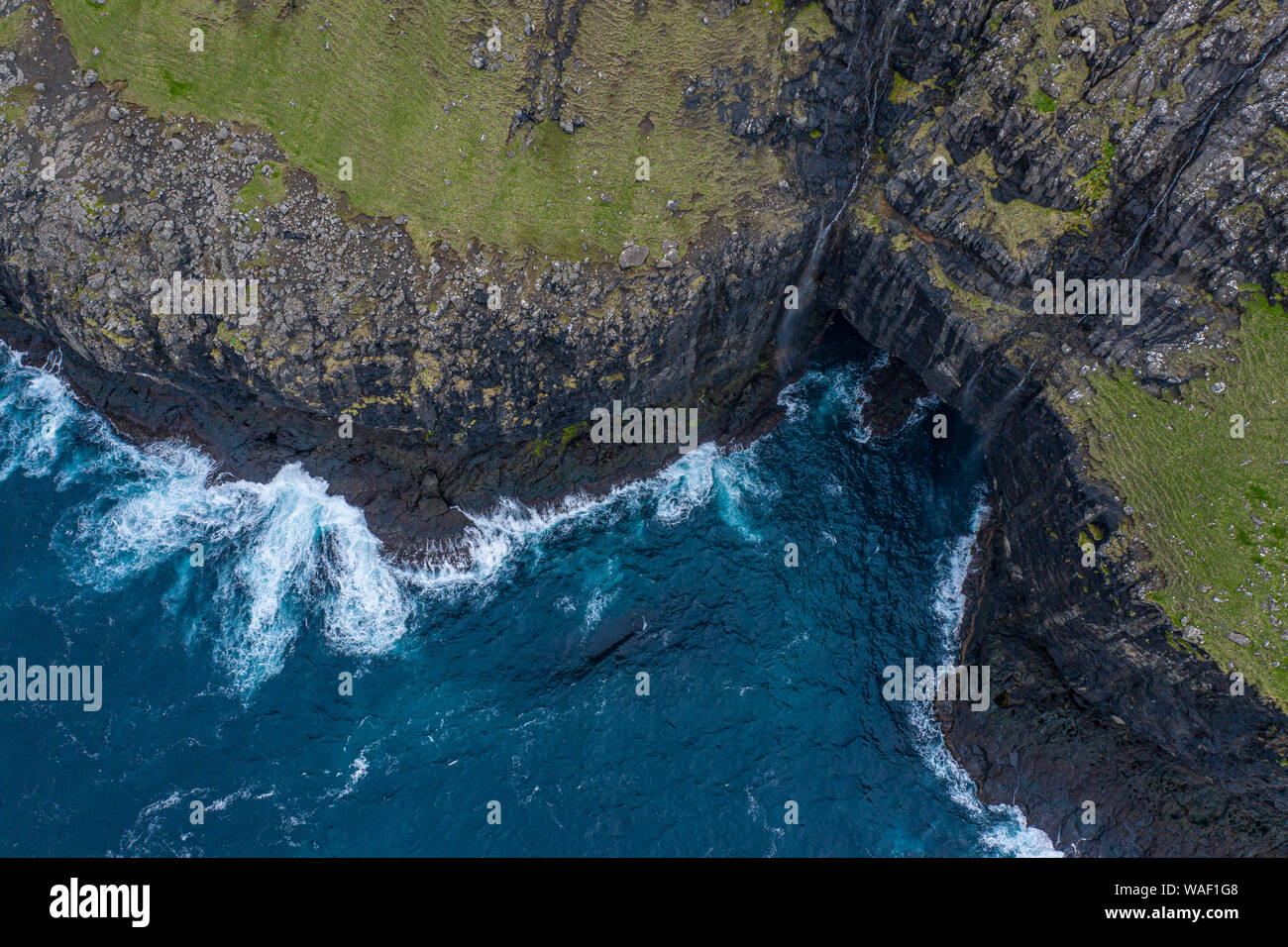 Eidi cliffs aerial view in Eysturoy island, Faroe Islands Stock Photo ...