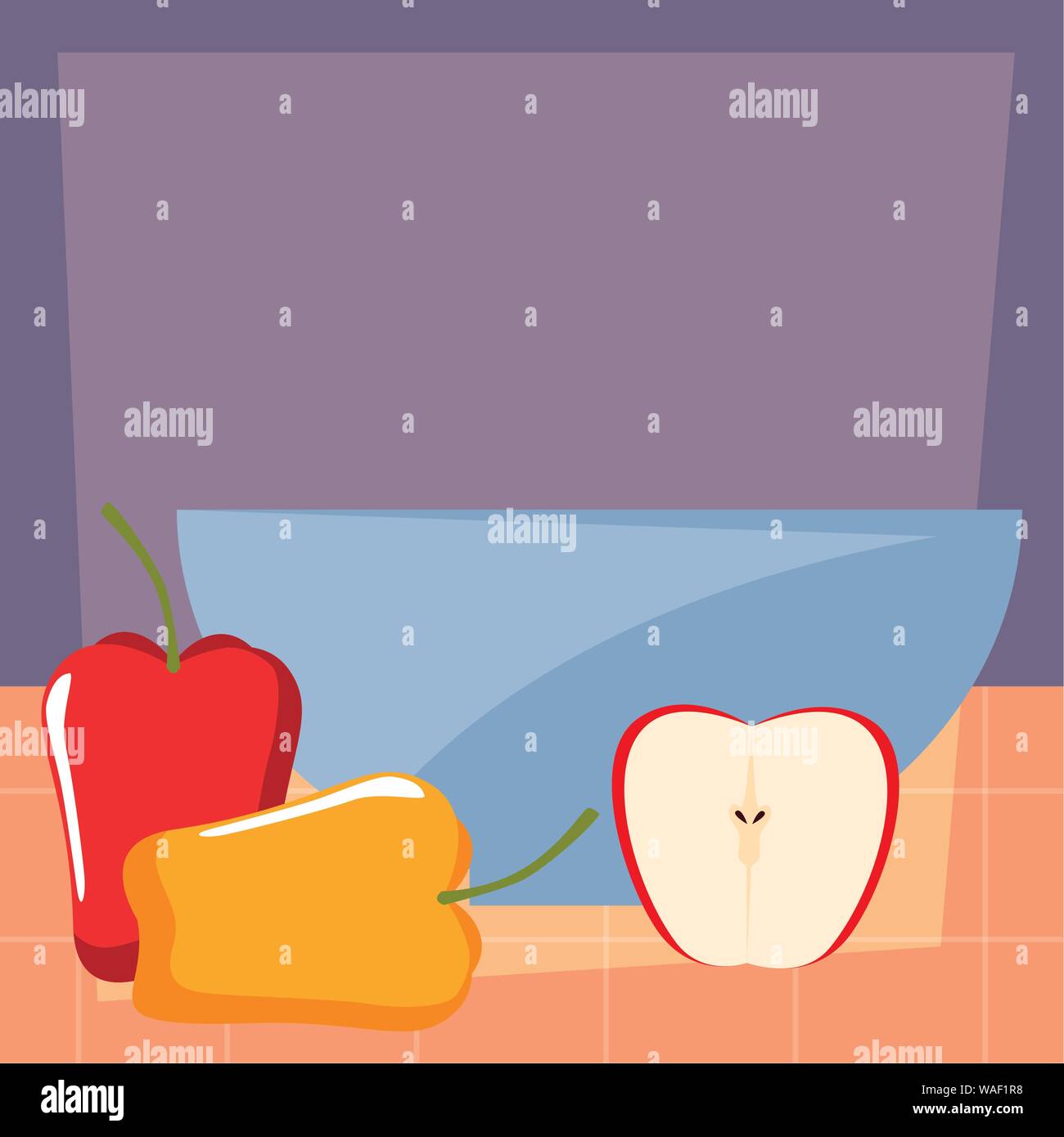bowl apples pepper preparation cooking vector illustration Stock Vector ...