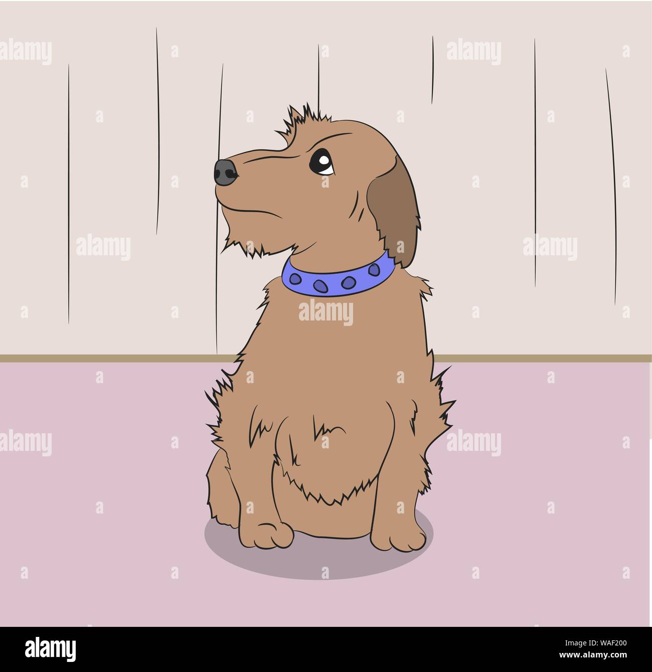 vector illustration dog sitting in a room, vector, color Stock Vector ...