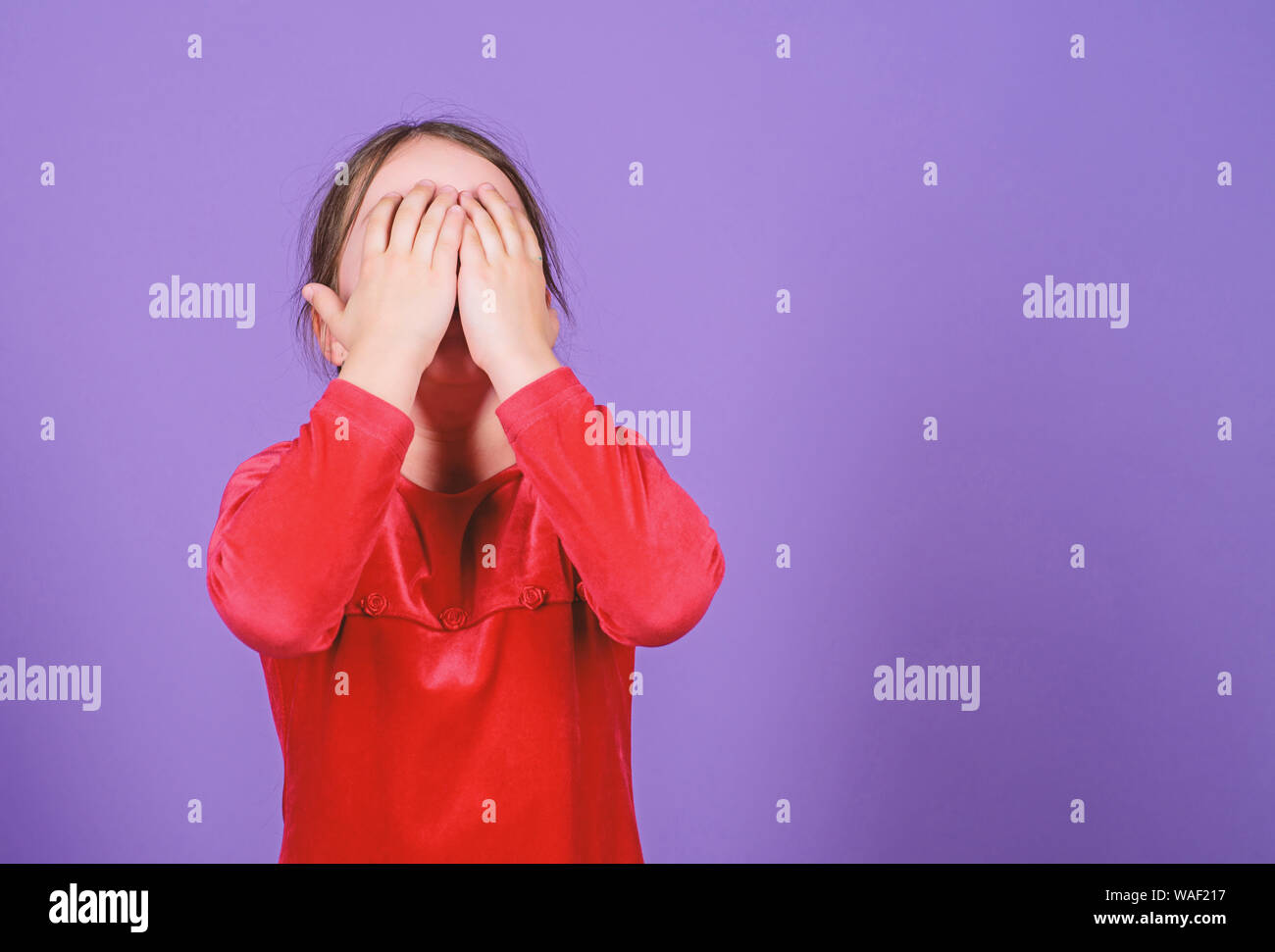 Lost emotional control. Girl little child emotional face expression ...