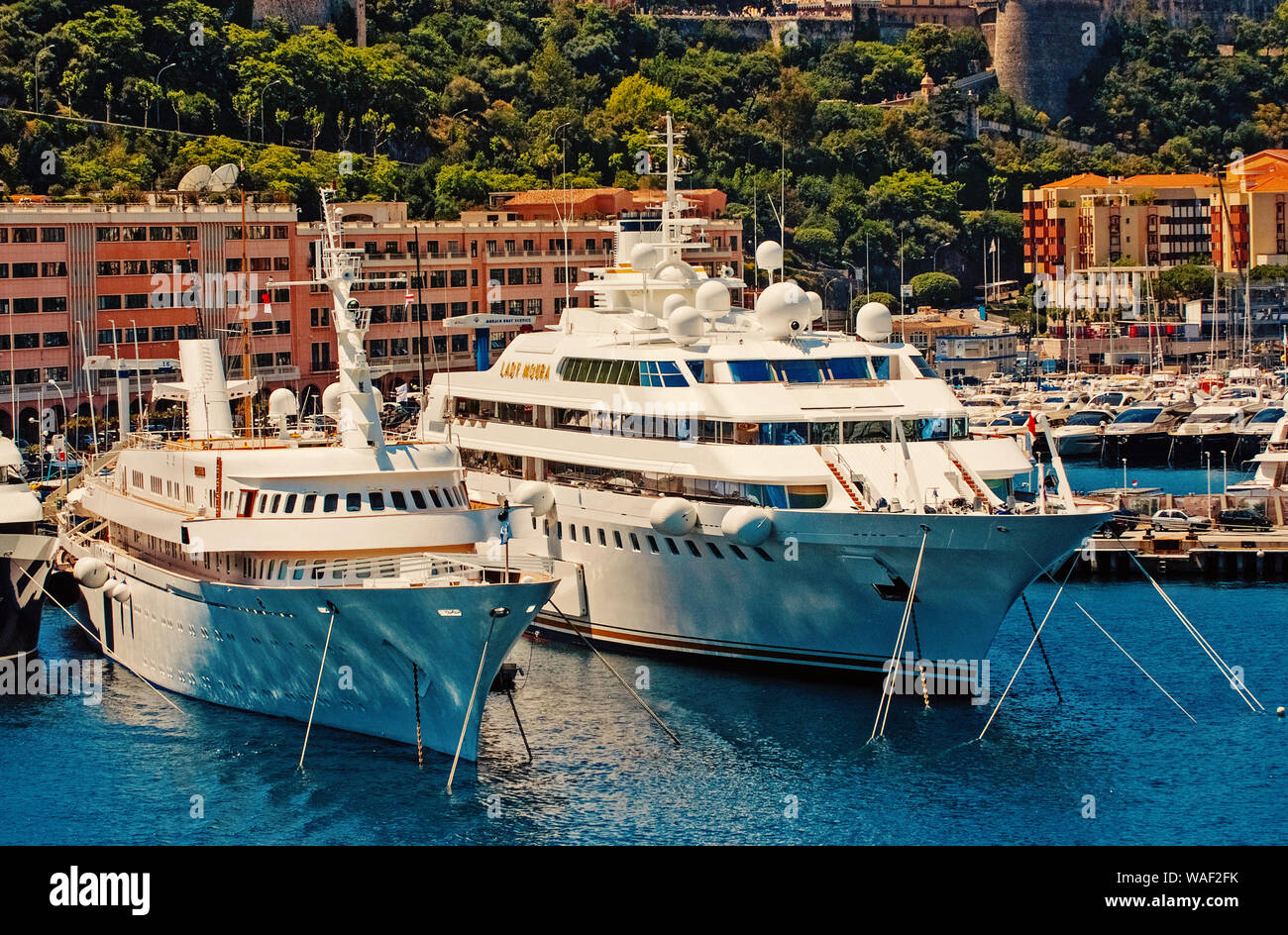 Monte Carlo, Monaco - December 08, 2009: yachts in sea harbor on urban ...