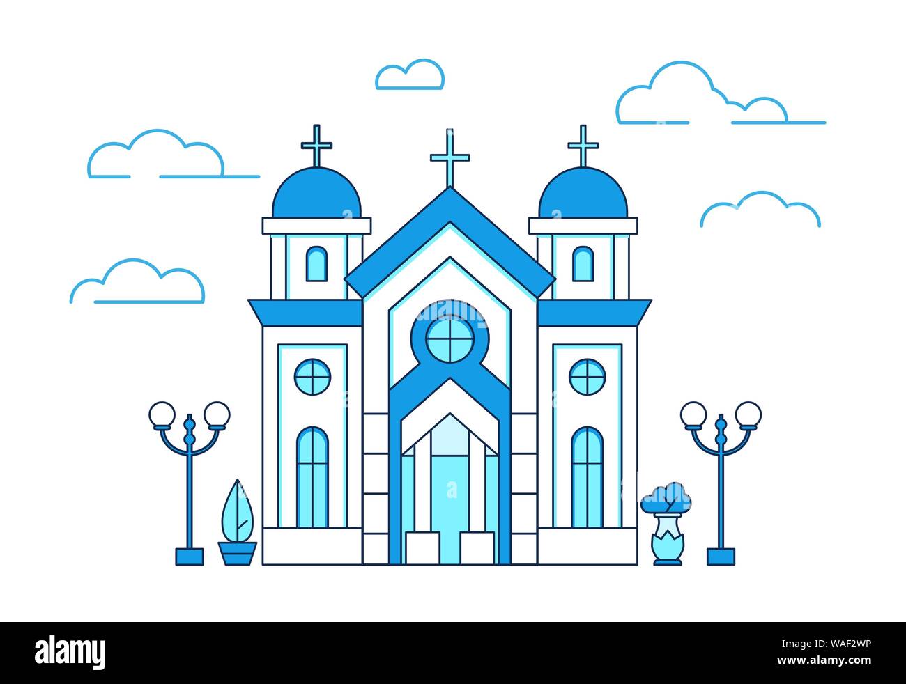 Cathedral church line icon Cut Out Stock Images & Pictures - Alamy