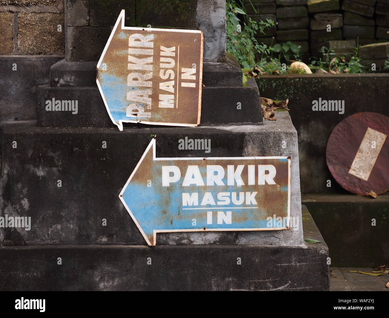 Rusty parking signs, Bali Stock Photo - Alamy