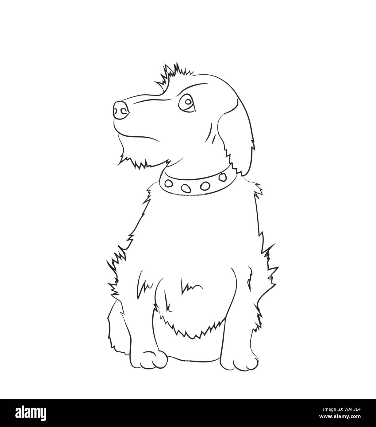 dog sitting drawing lines, vector, white background Stock Vector Image ...