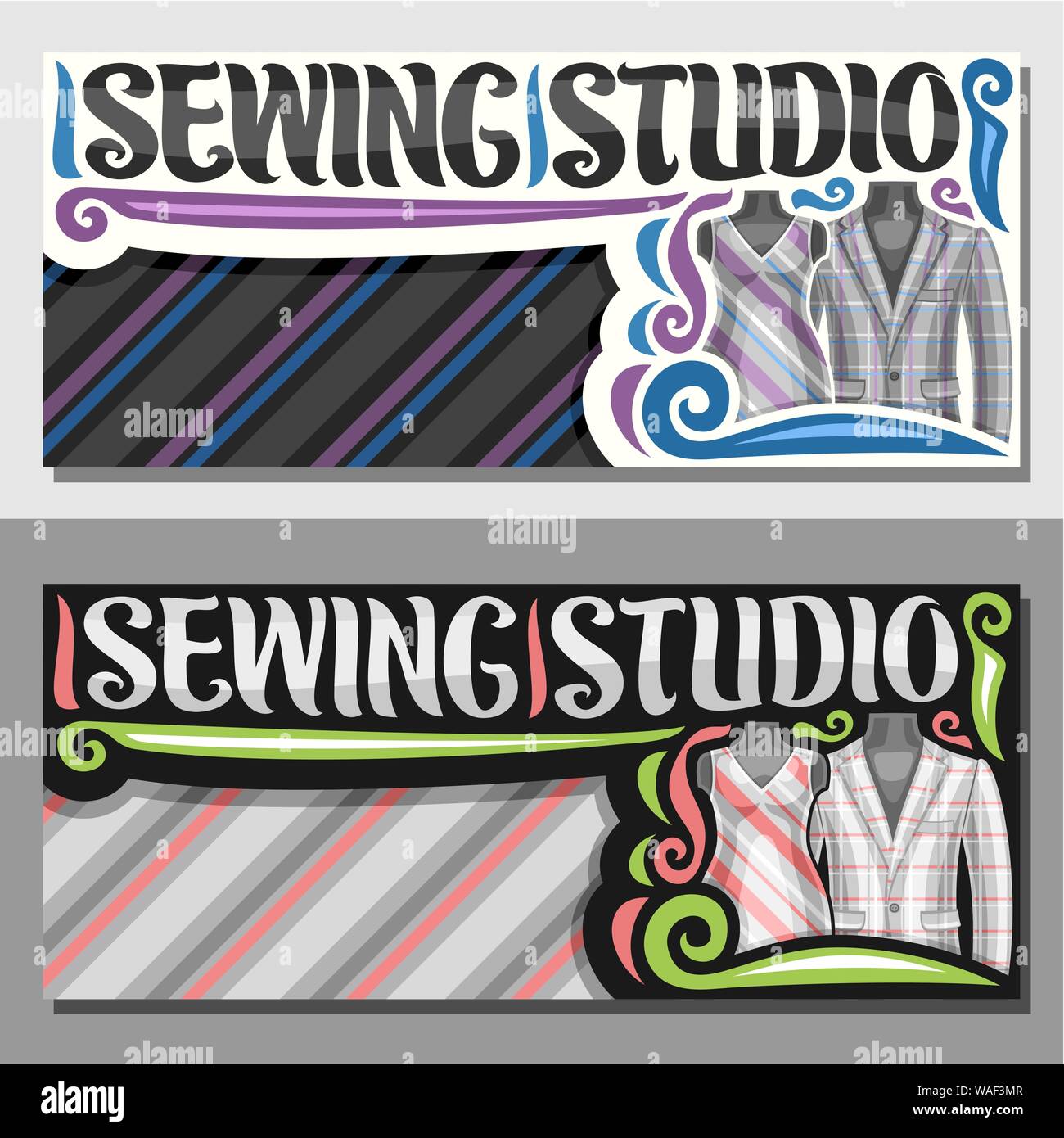 Vector banners for Sewing Studio with copy space, template with ...