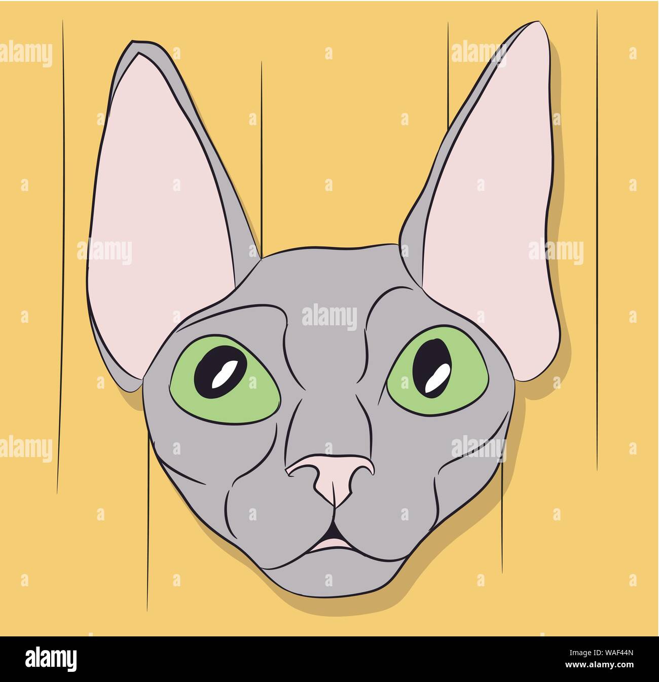 vector illustration, portrait of a cat, bright background, vector Stock ...