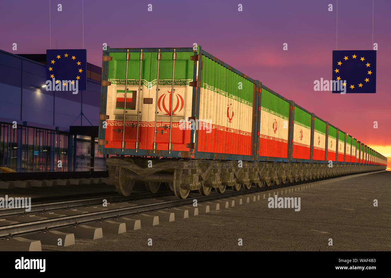 railway wagons with containers from Iran entering the European Union ...