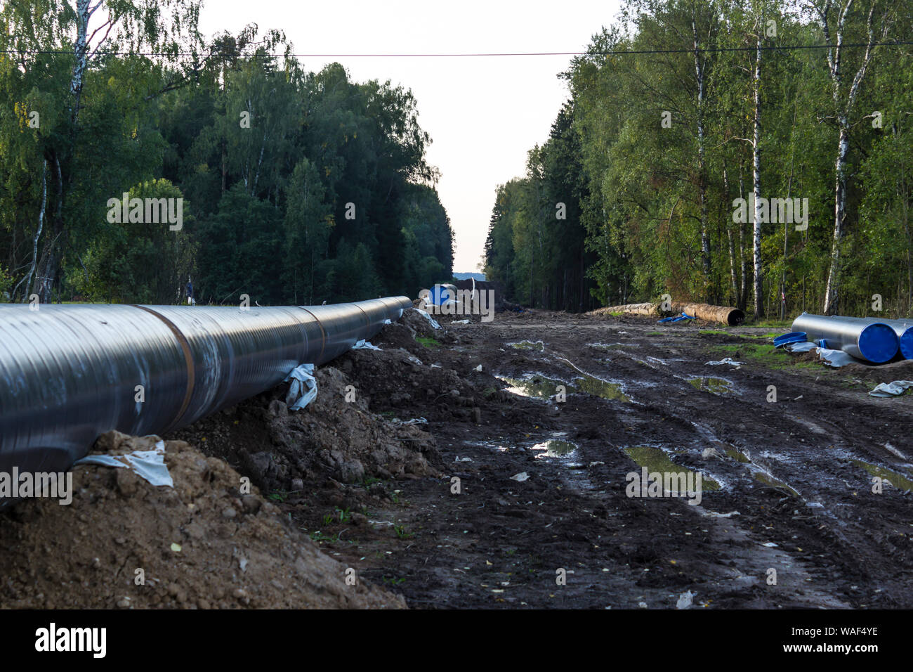 Reconstruction of the gas pipeline. Replacing old rusty pipes with new ...