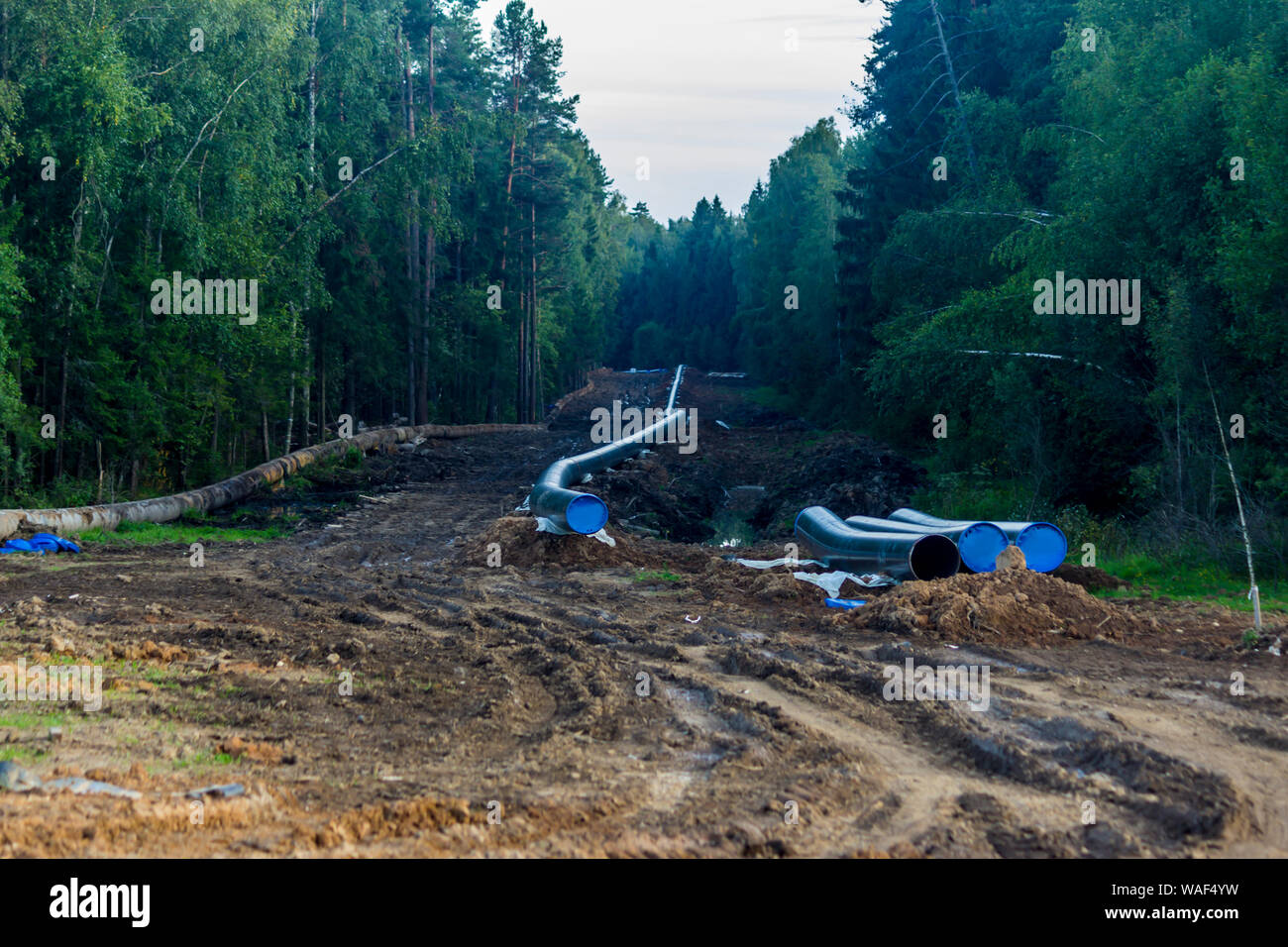 Reconstruction of the gas pipeline. Replacing old rusty pipes with new ...