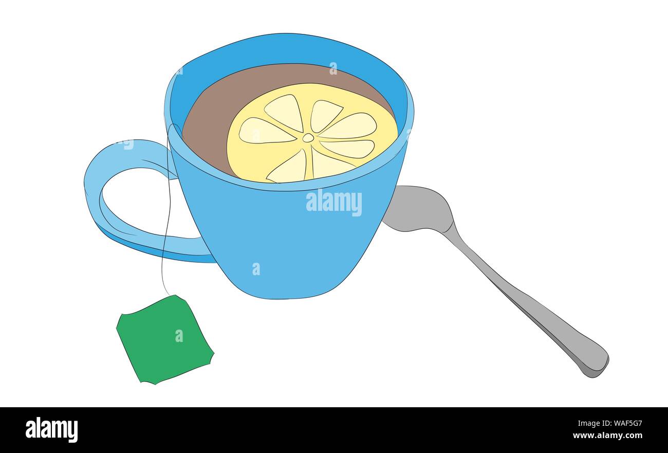 cup with tea drawing, vector, white background Stock Vector Image & Art ...