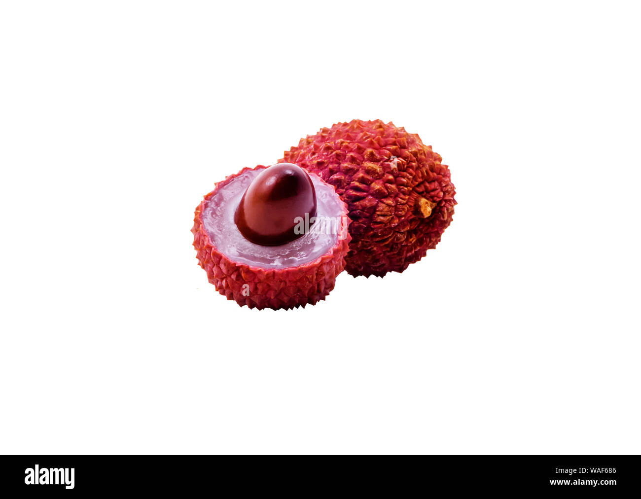 two lychee fruits isolated on white background Stock Photo - Alamy