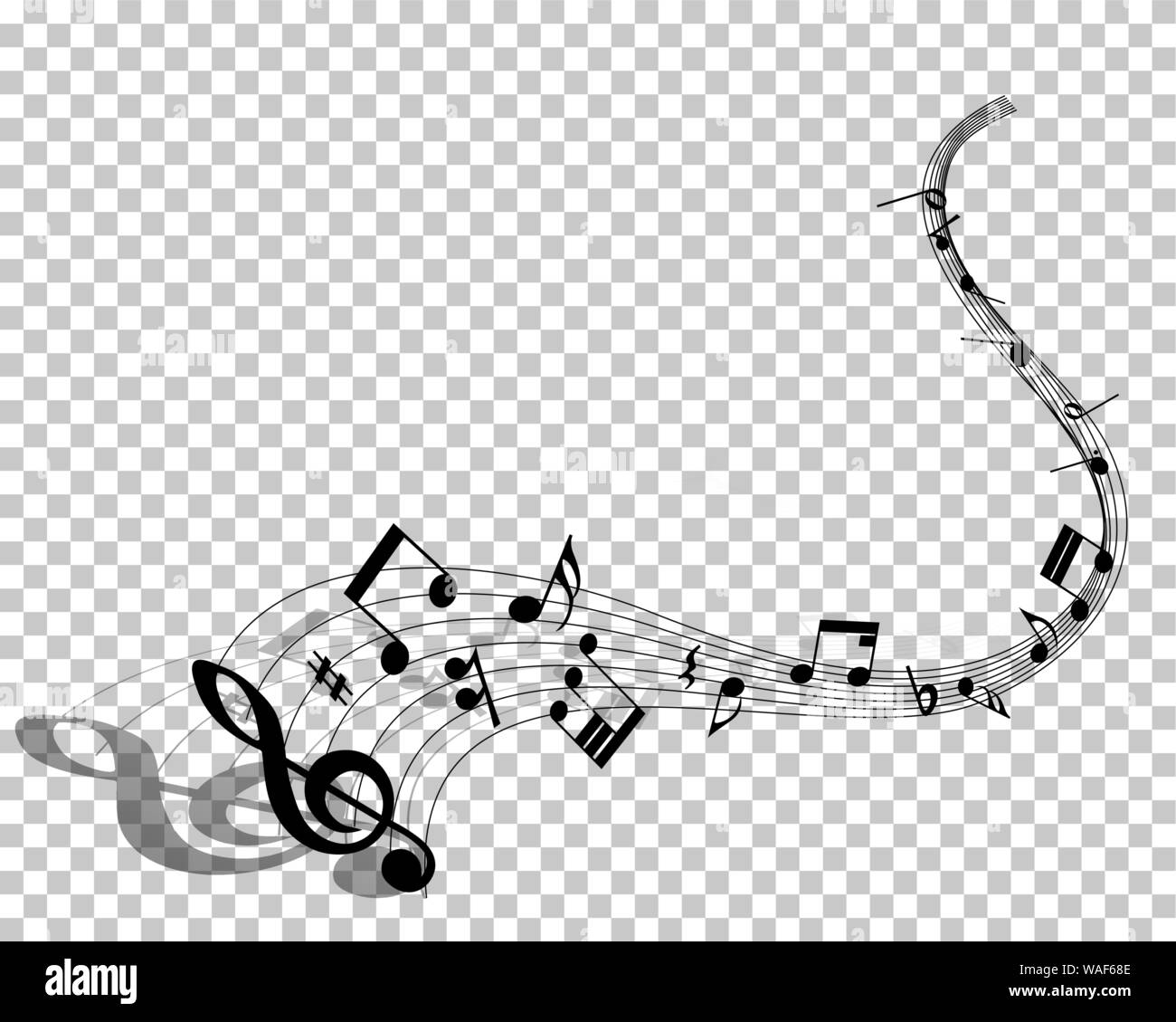 Musical Background With Notes. Transparency Grid Design. Vector ...