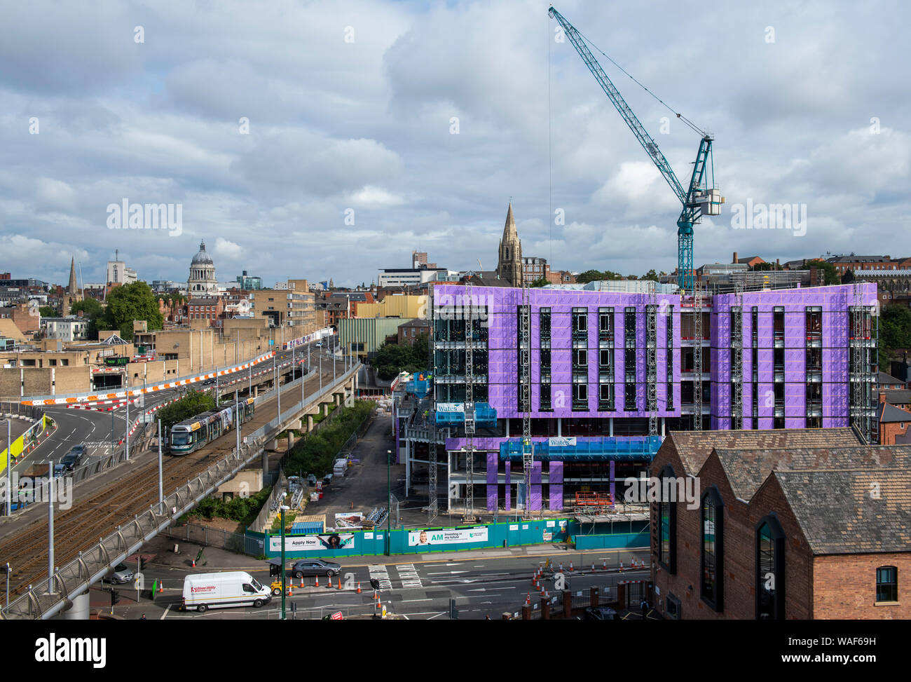 Nottingham City Centre and the construction of the City Hub, captured ...