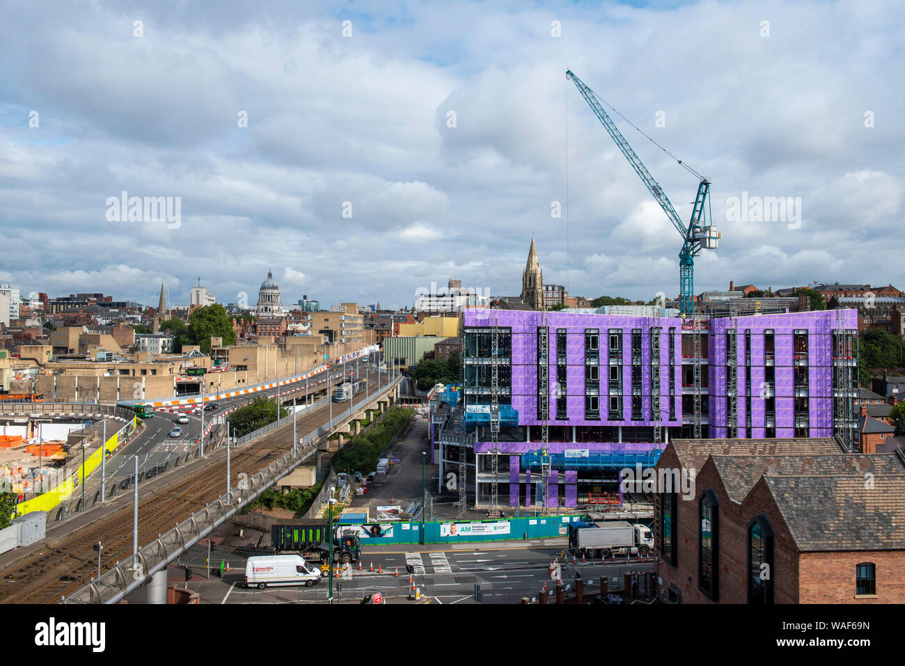 Nottingham City Centre and the construction of the City Hub, captured ...