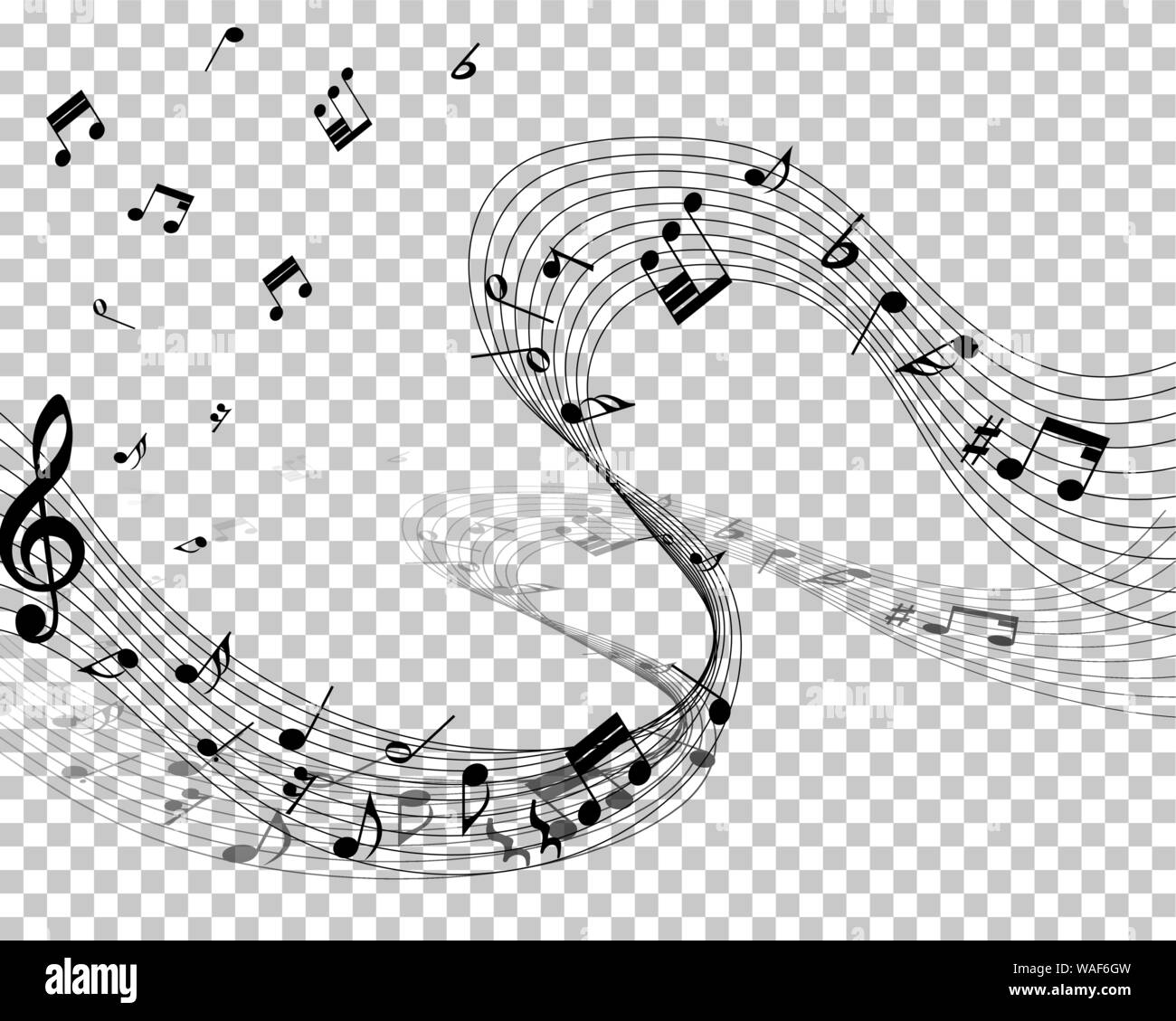 Musical Background With Notes. Transparency Grid Design. Vector ...