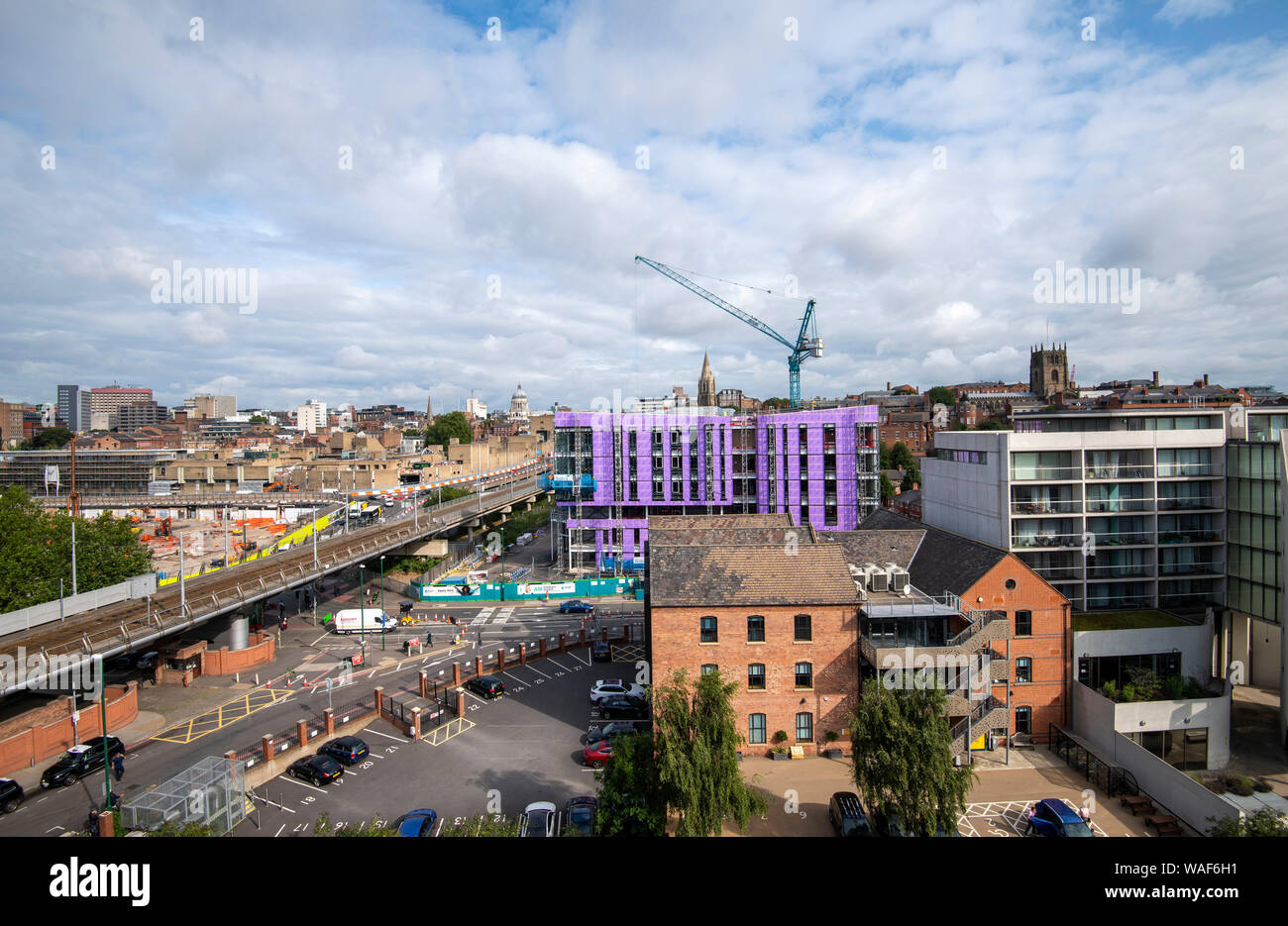 Nottingham City Centre and the construction of the City Hub, captured ...