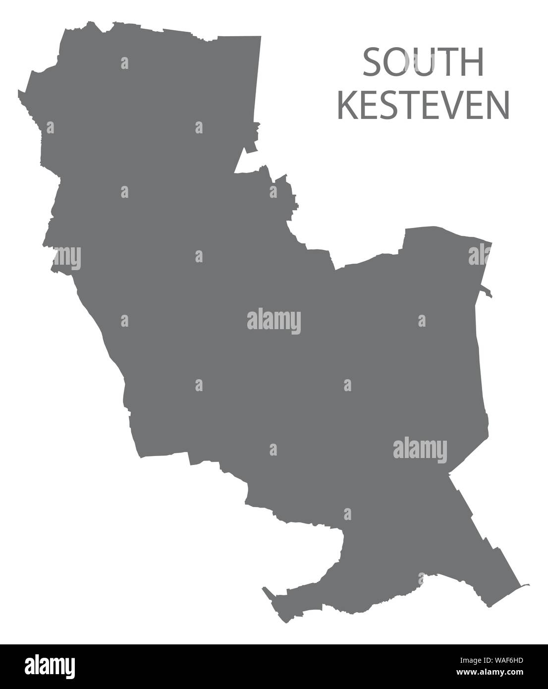South Kesteven grey district map of East Midlands England UK Stock ...