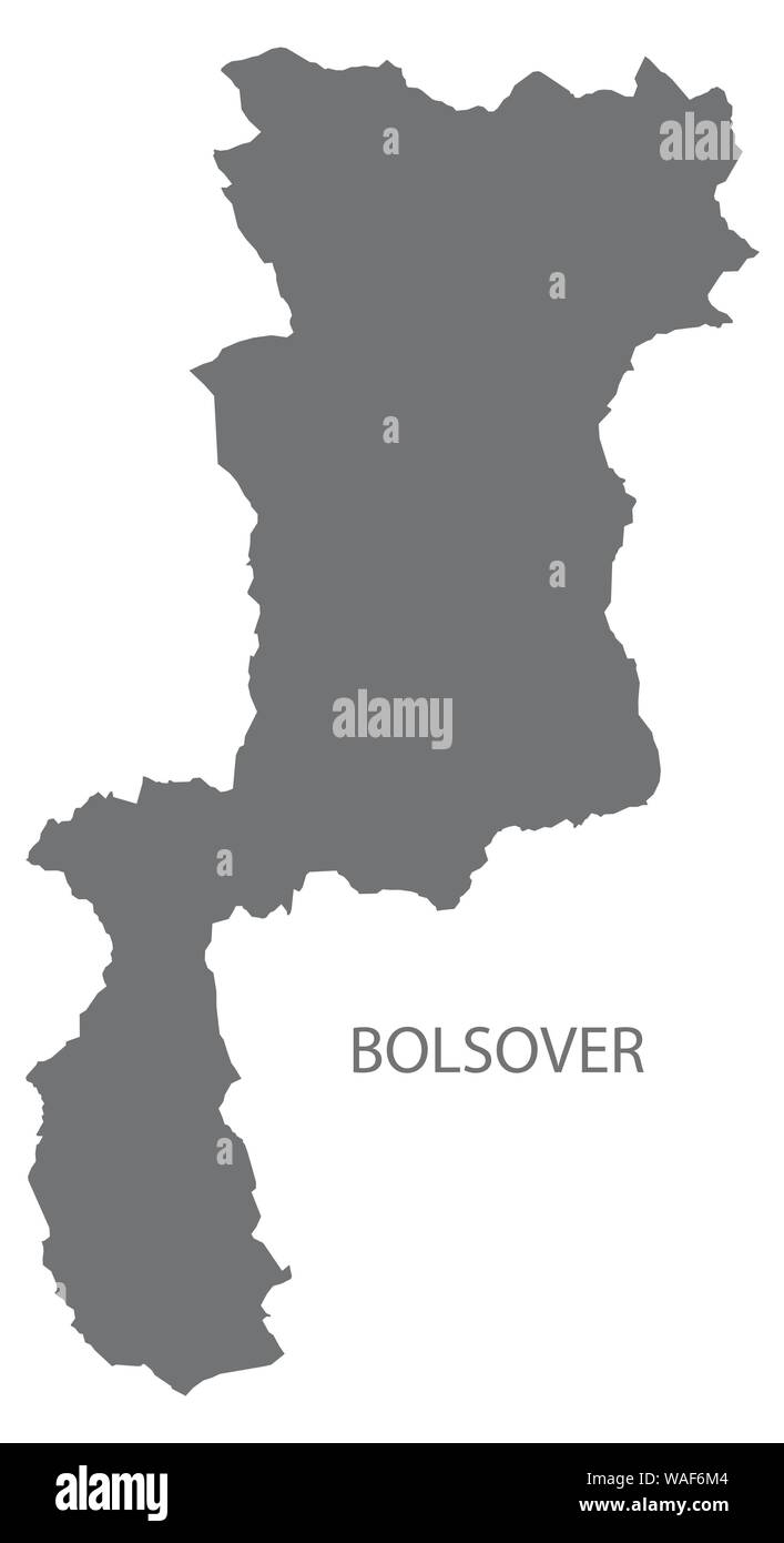 Bolsover grey district map of East Midlands England UK Stock Vector ...