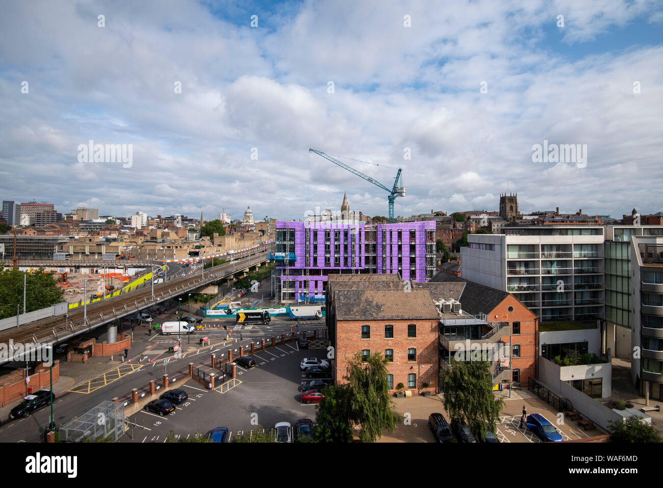 Nottingham City Centre and the construction of the City Hub, captured ...