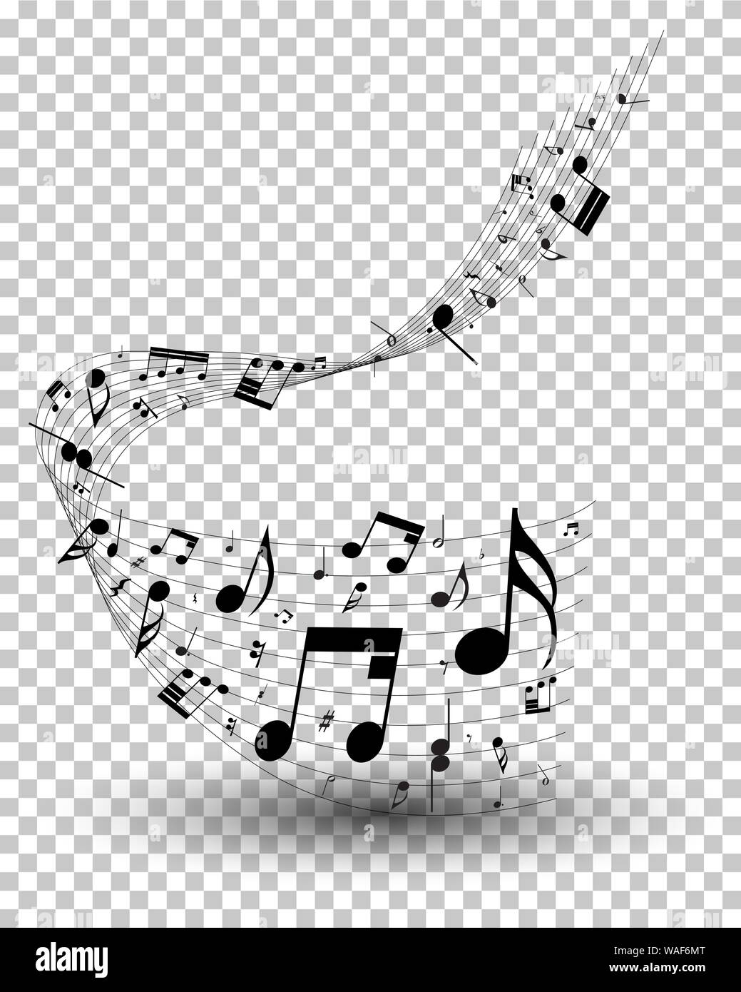 Musical Background With Notes. Transparency Grid Design. Vector ...