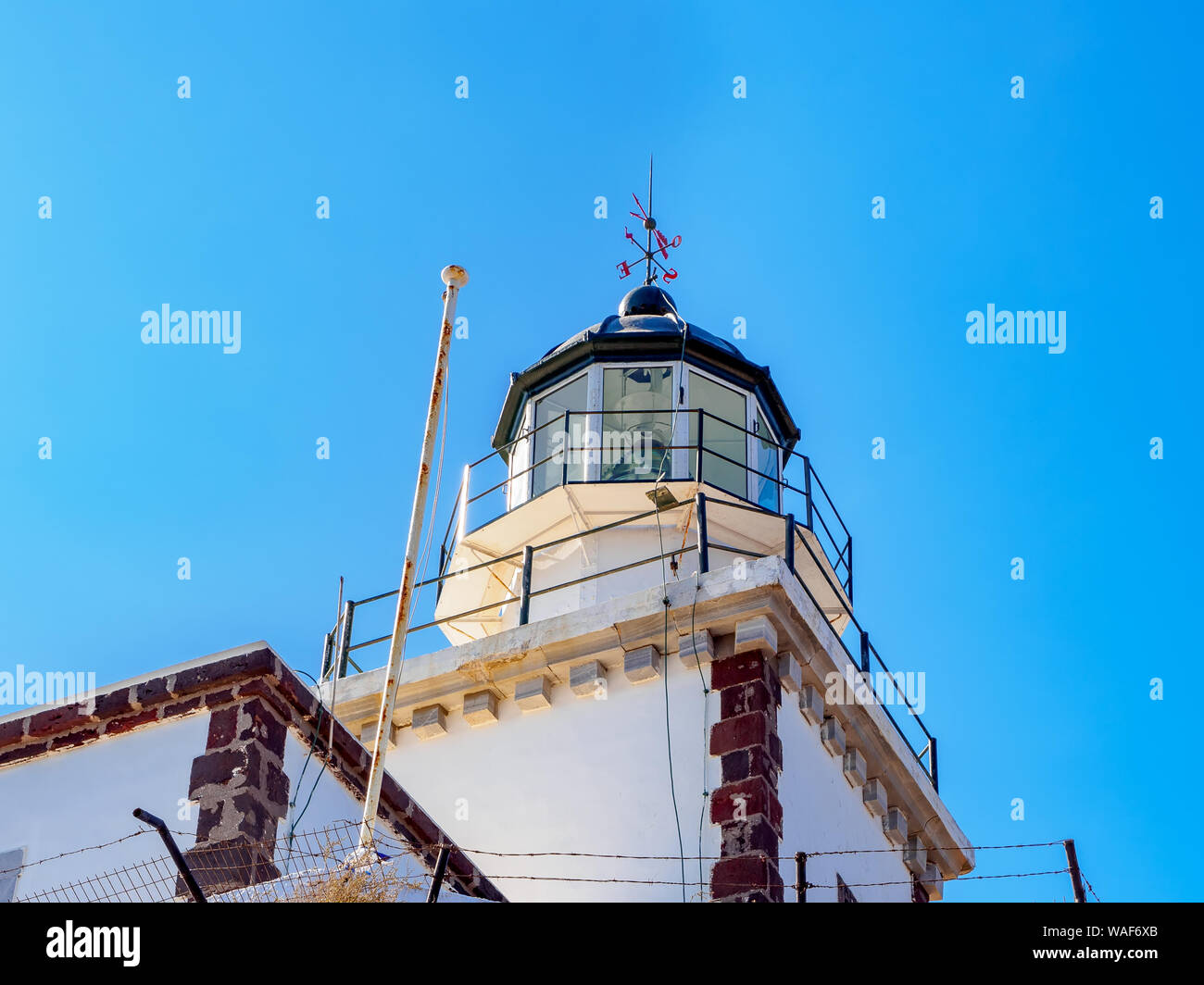 Akrotiri Lighthouse (Faros) with clear sky - Santorini Greece Stock ...