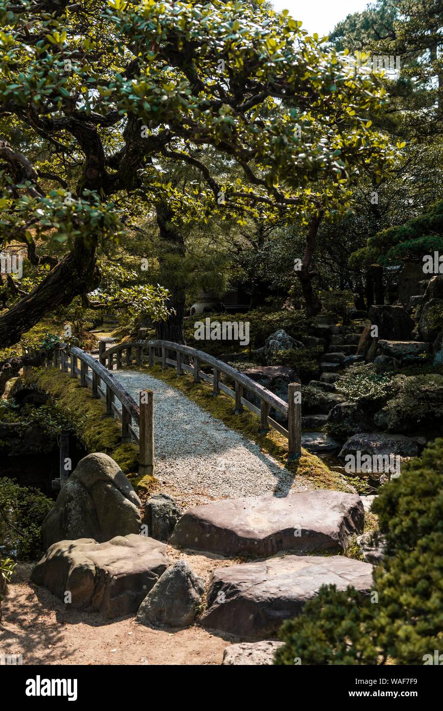 Garden Landscape, Garden with Bridge, Imperial Palace, Kyoto Gyoen ...