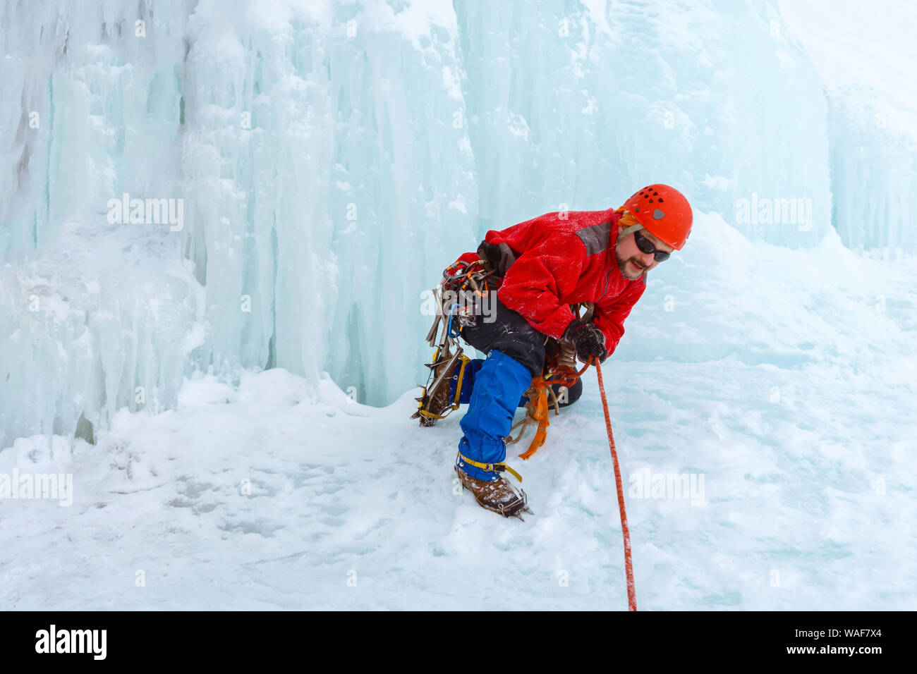 Ice climber looking down hi-res stock photography and images - Alamy