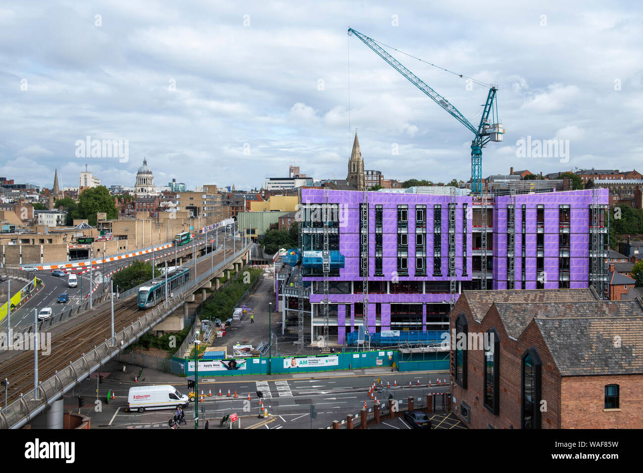 Nottingham City Centre and the construction of the City Hub, captured ...