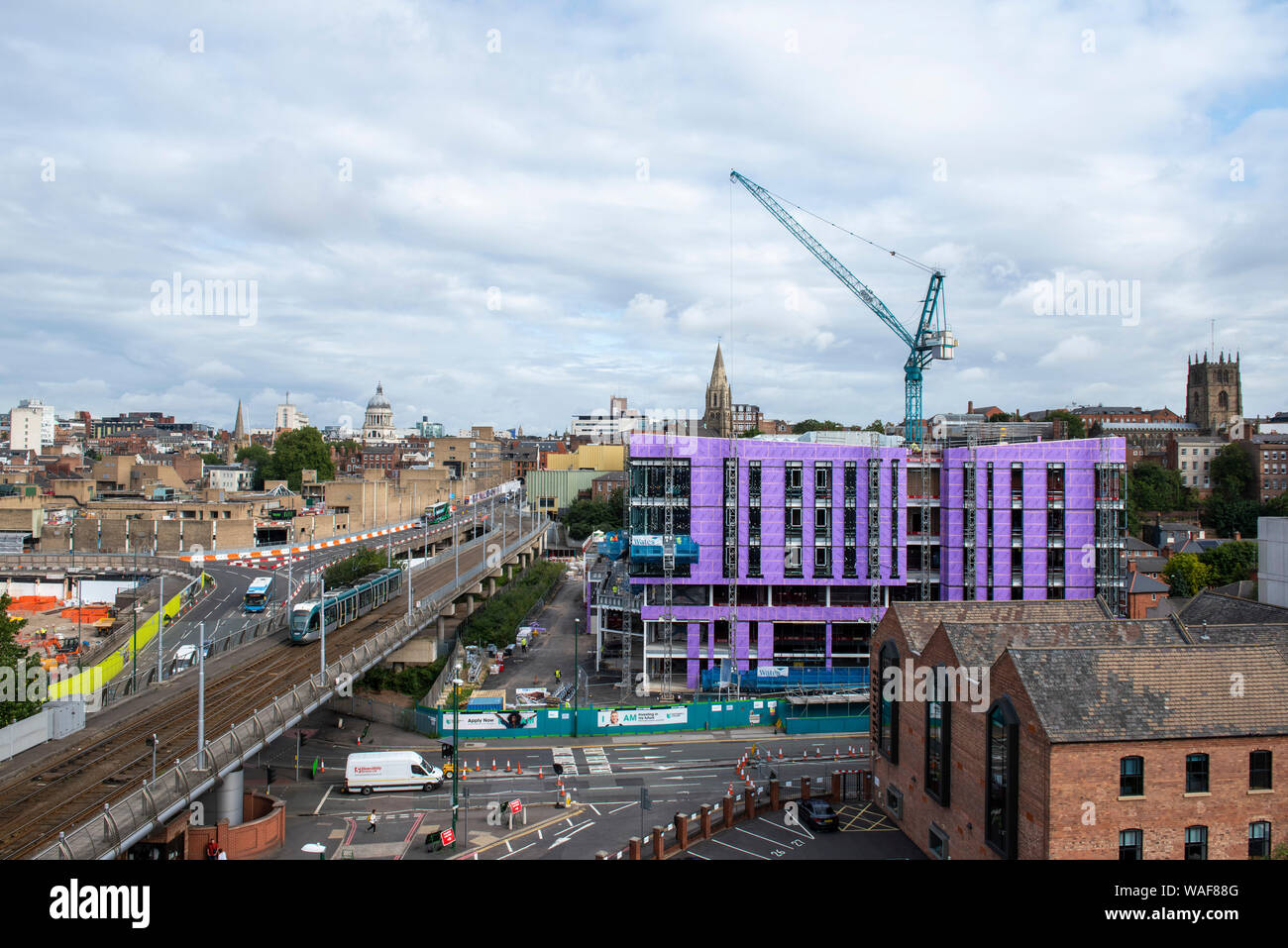 Nottingham City Centre and the construction of the City Hub, captured ...