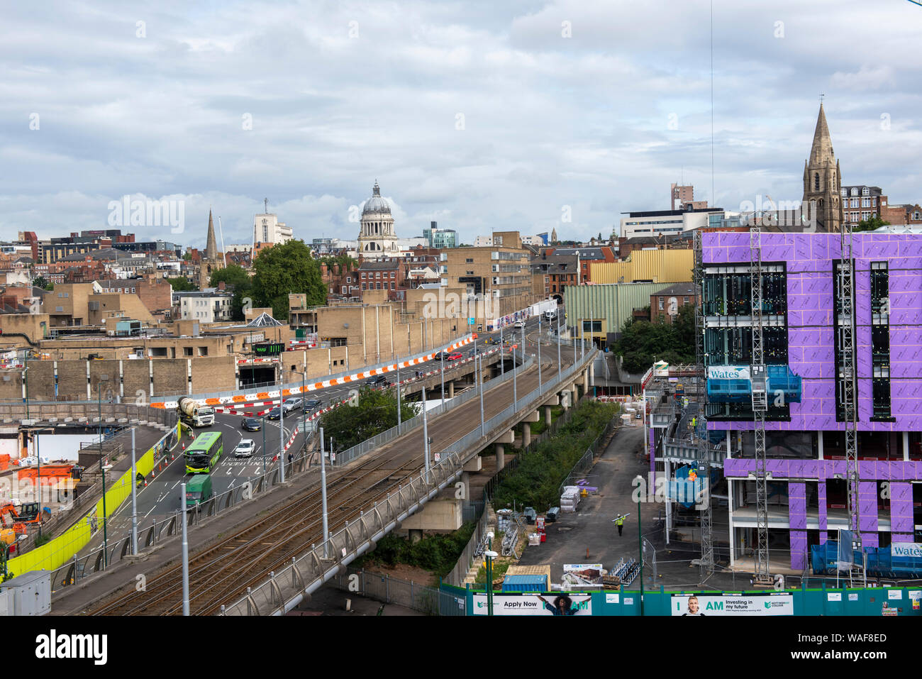 Nottingham City Centre and the construction of the City Hub, captured ...