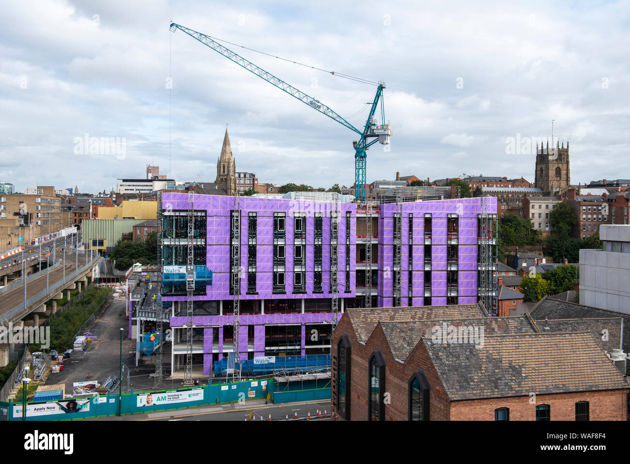 Nottingham City Centre and the construction of the City Hub, captured ...