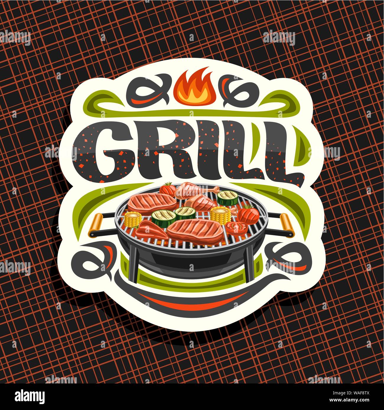 Cooking chicken vegetables on grill Stock Vector Images - Alamy