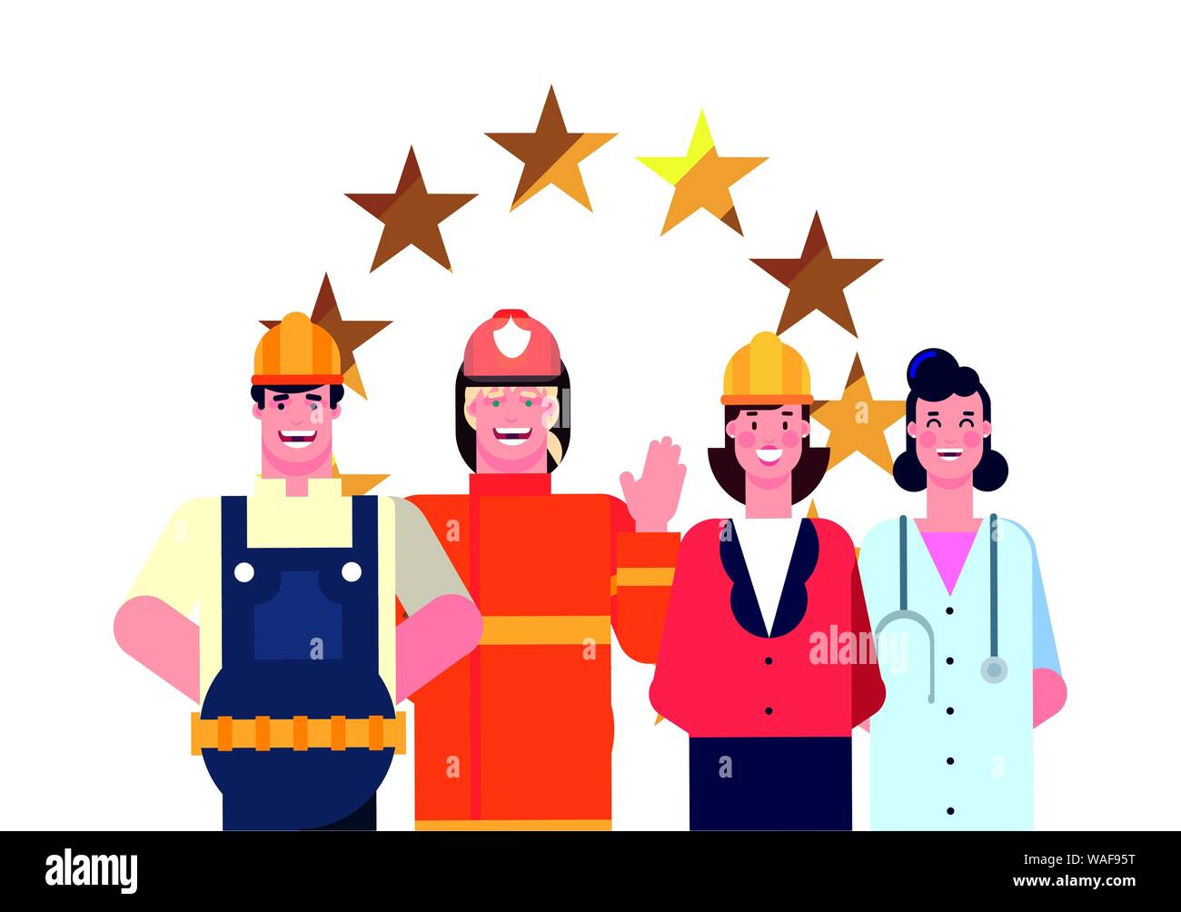 happy labor day - people professional golden stars vector illustration ...