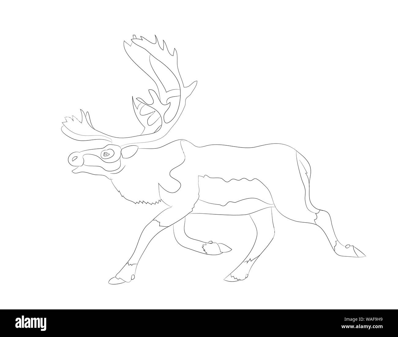 deer running vector drawing lines, white background Stock Vector Image ...