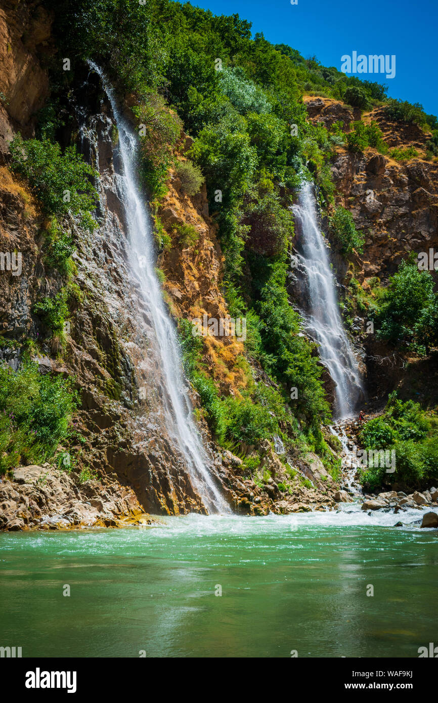 Beautiful side by side waterfalls Stock Photo - Alamy