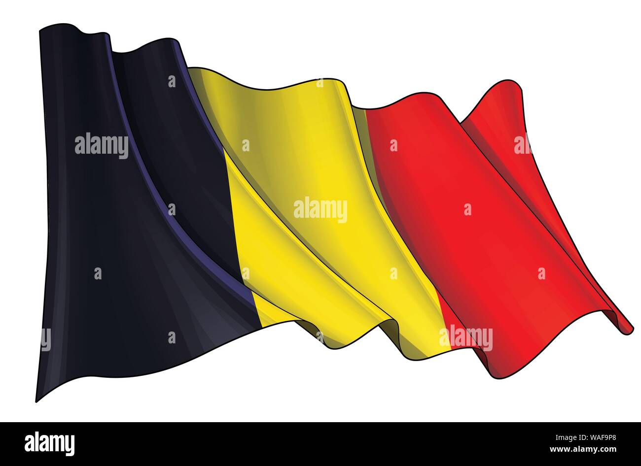 Vector illustration of a Waving Flag of Belgium. All elements neatly on ...