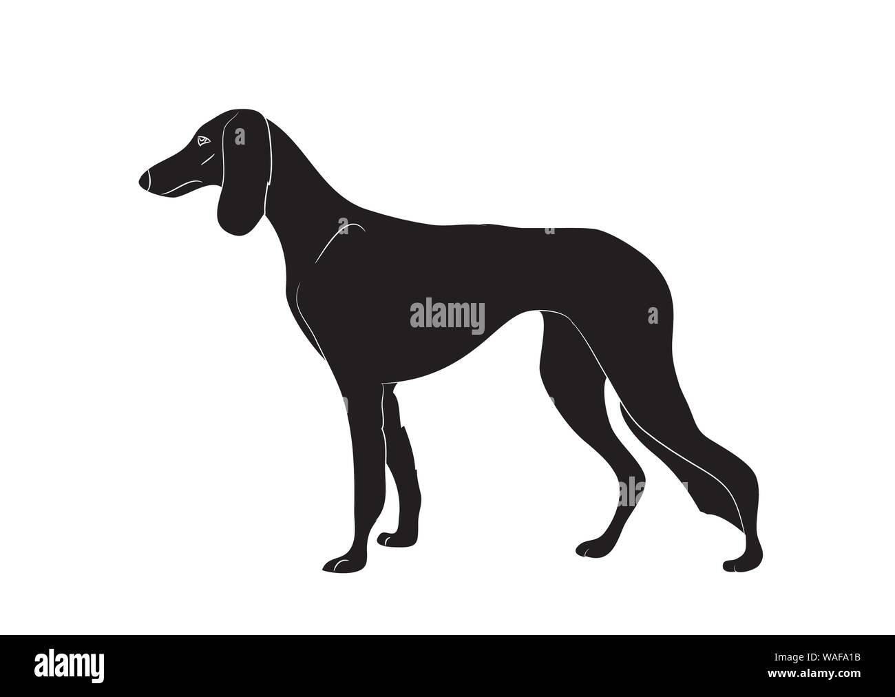 dog stands silhouette, vector, white background, vector Stock Vector ...