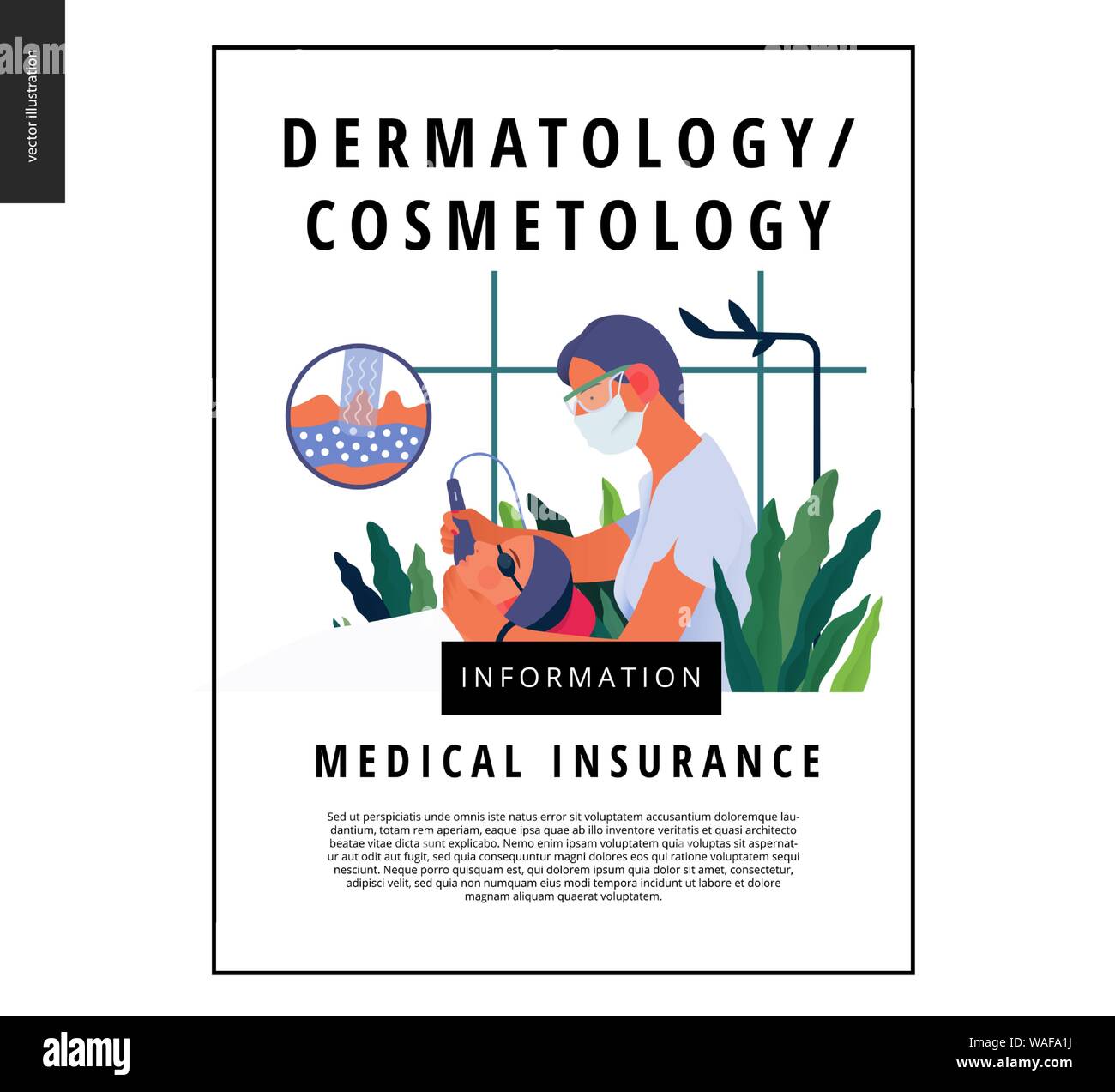 Dermatology, cosmetology -medical insurance template -modern flat ...