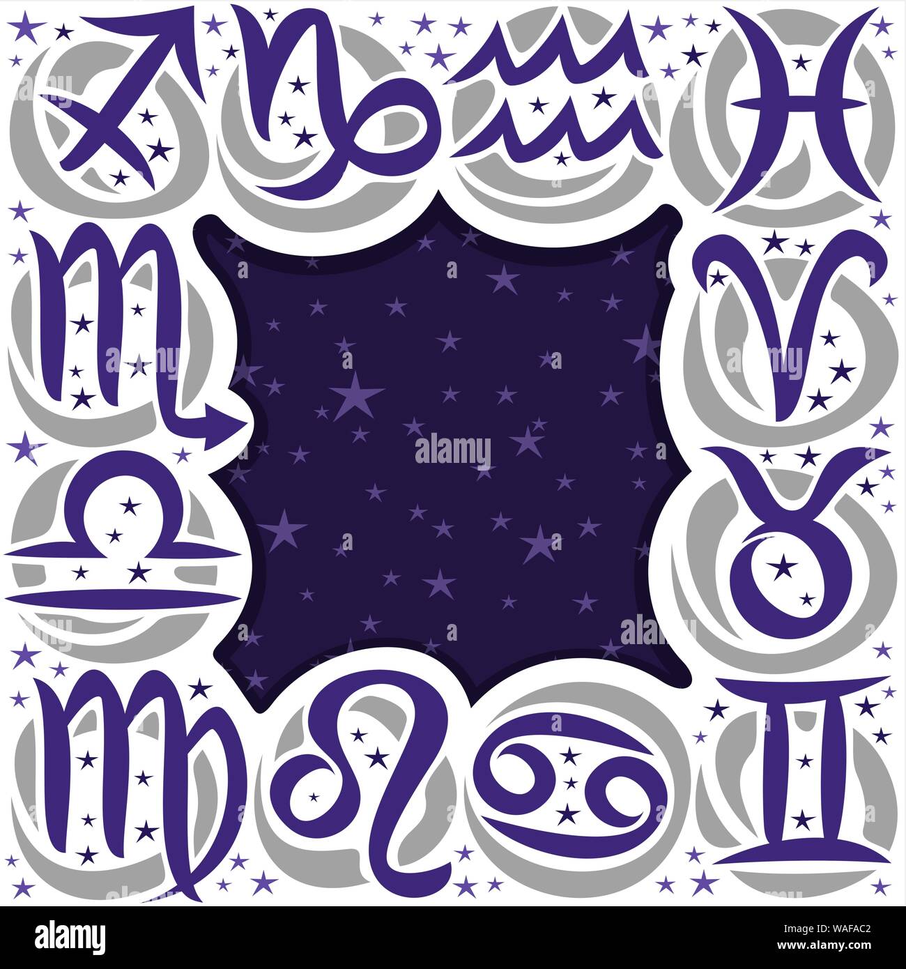 Vector frame for Astrology, cut paper border with twelve zodiac signs ...