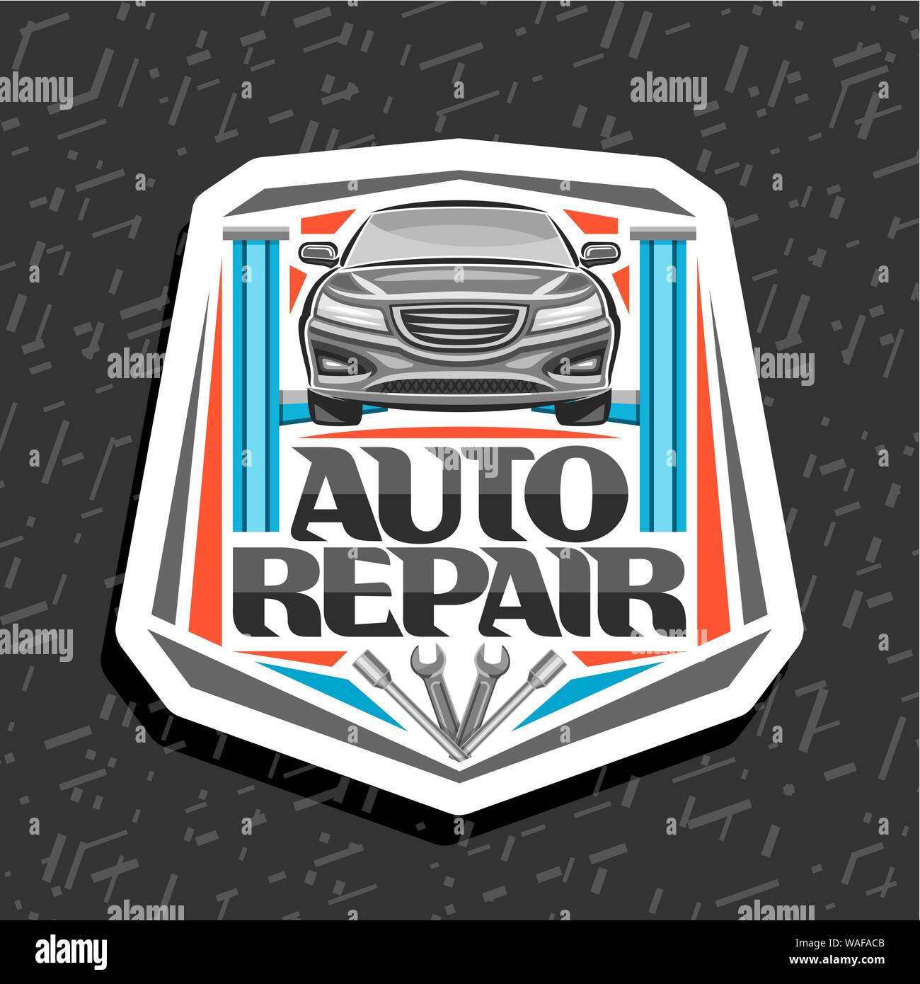Vector logo for Auto Repair, white decorative sign board with raised ...