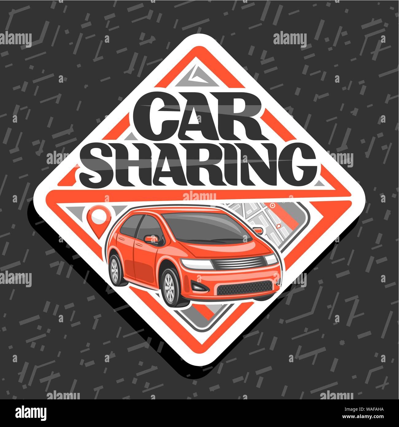 Vector logo for Car Sharing company, white decorative icon with cartoon ...