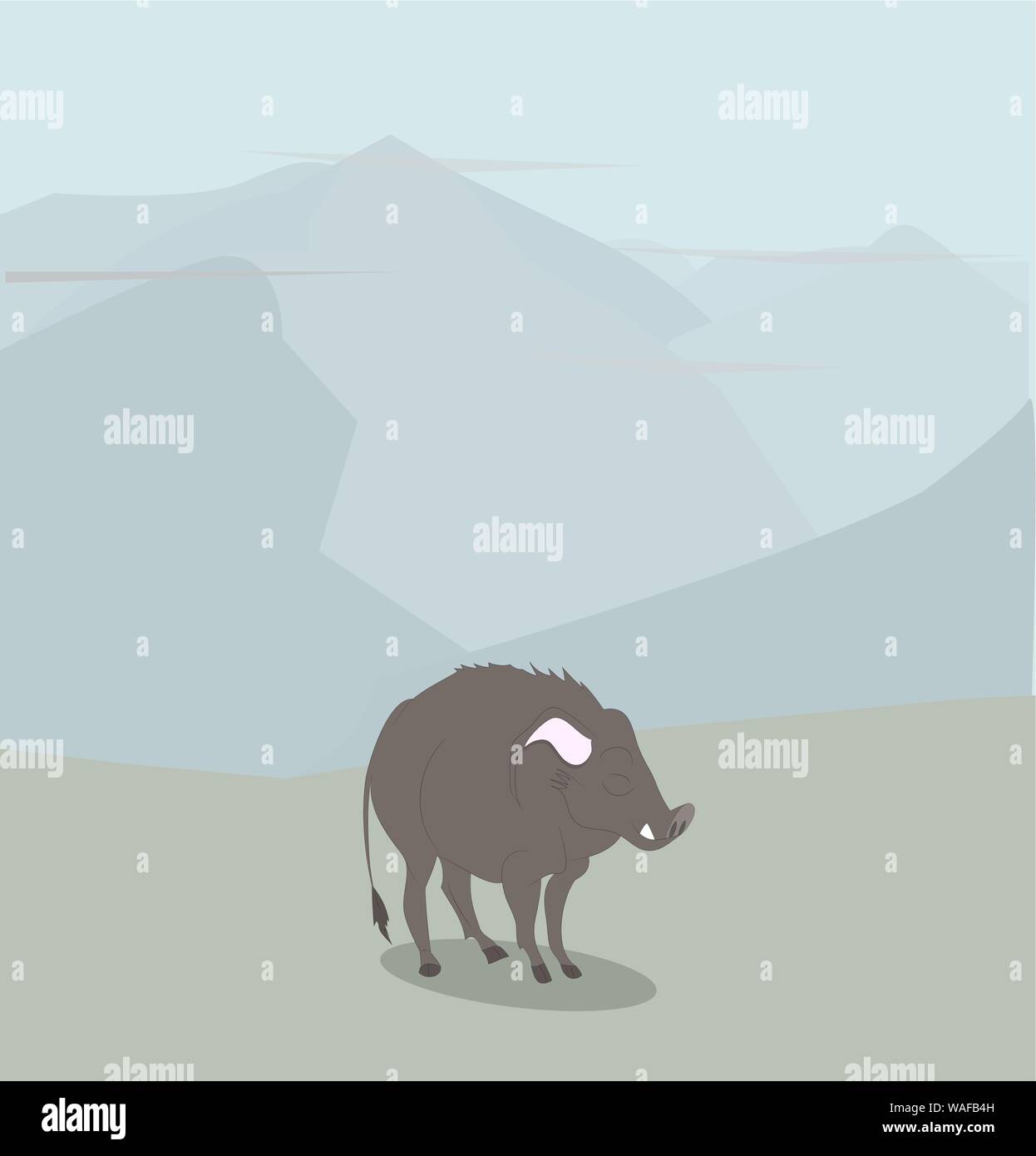 vector illustration of a boar that stands in nature, vector Stock ...