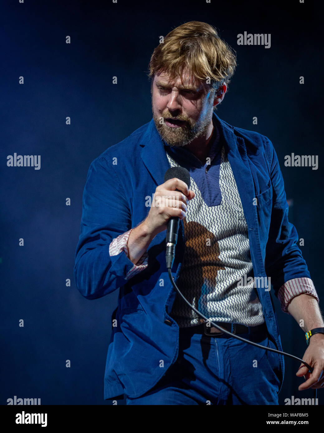 Ricky Wilson from the Kaiser Chiefs live on stage at Gigs In The Garden ...