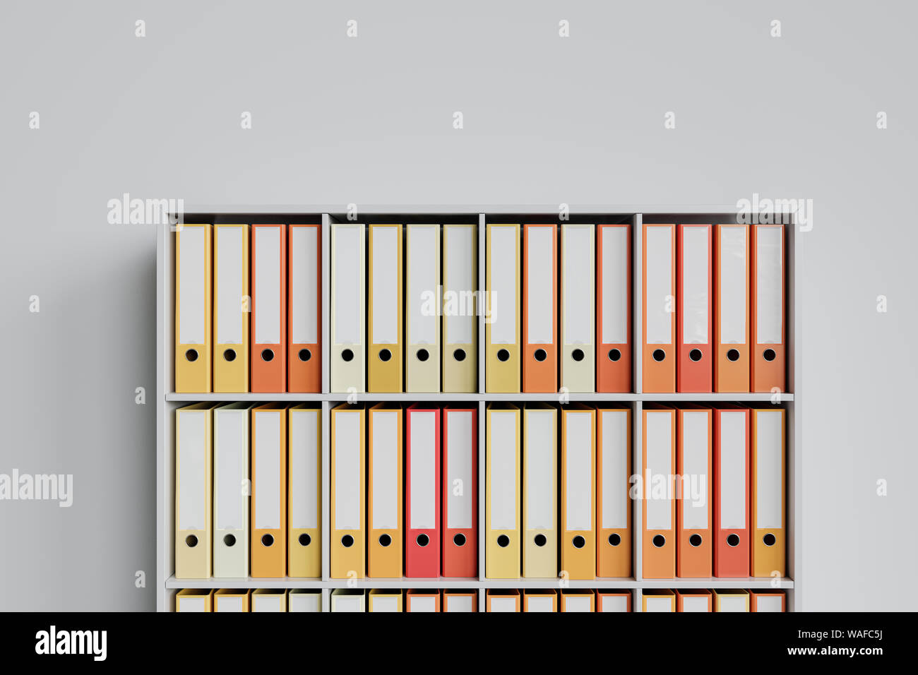 Cluttered shelf with colorful folders as 3d Rendering Stock Photo - Alamy